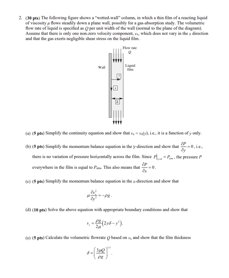 Solved (30 ﻿pts) ﻿The following figure shows a "wetted-wall" | Chegg.com