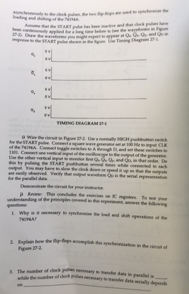 asynchronously to the clock pulses, loading and | Chegg.com