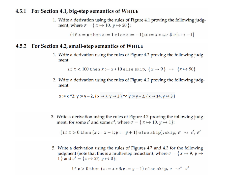 Solved For Section 4.1, big-step semantics of WHILE 1. Write | Chegg.com