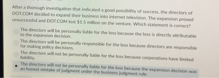 Solved After a thorough investigation that indicated a good | Chegg.com