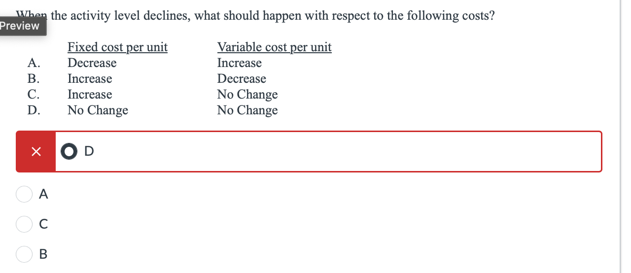 Solved the activity level declines, what should happen with | Chegg.com