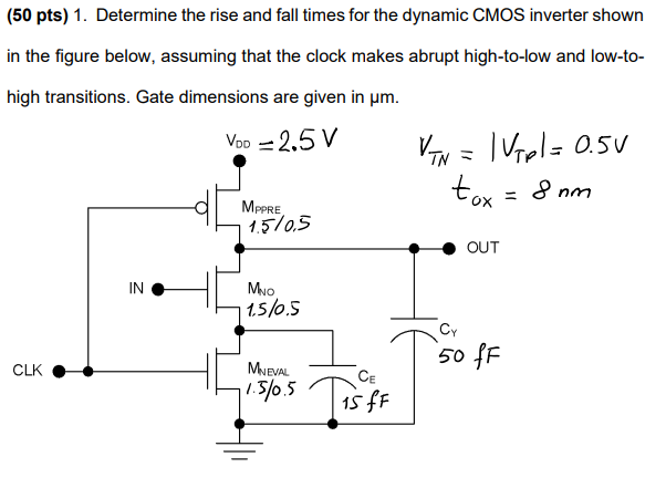 Solved (50 pts) 1 . Determine the rise and fall times for | Chegg.com