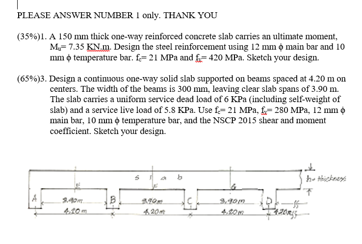Solved (35\%)1. A 150 mm thick one-way reinforced concrete | Chegg.com