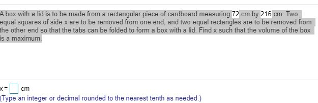 Solved A box with a lid is to be made from a rectangular | Chegg.com