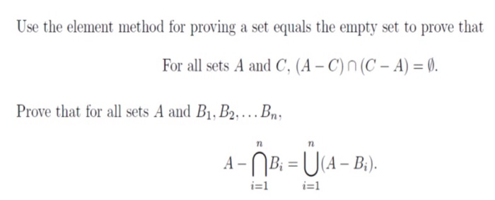 Solved Use the element method for proving a set equals the | Chegg.com