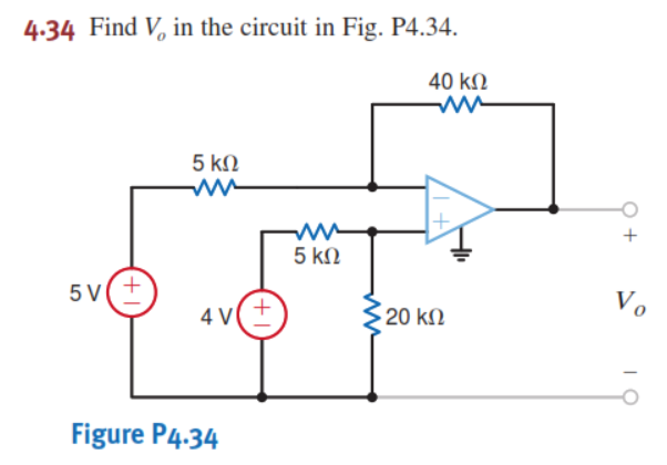 Solved 4.34 ﻿Find Vo ﻿in the circuit in Fig. P4.34.Figure | Chegg.com