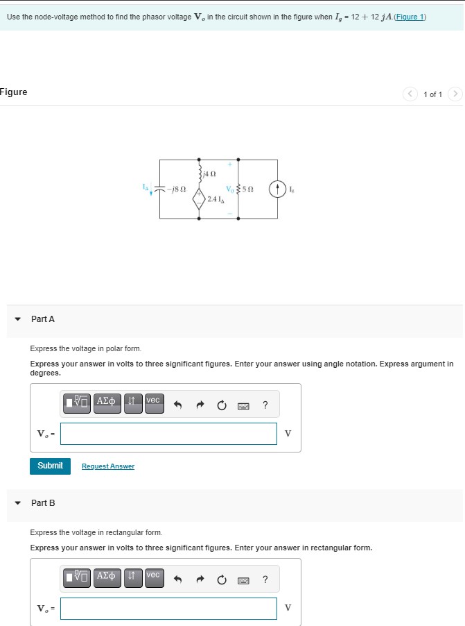 Solved FigurePart AExpress the voltage in polar form.Express | Chegg.com