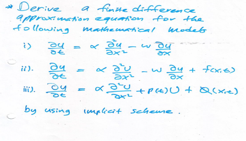 Du a 능은 st * Derive a finite difference approximation | Chegg.com