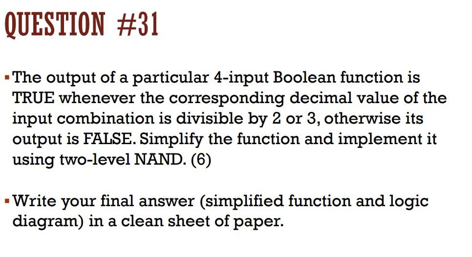 Solved The Output Of A Particular 4 Input Boolean Function 5640