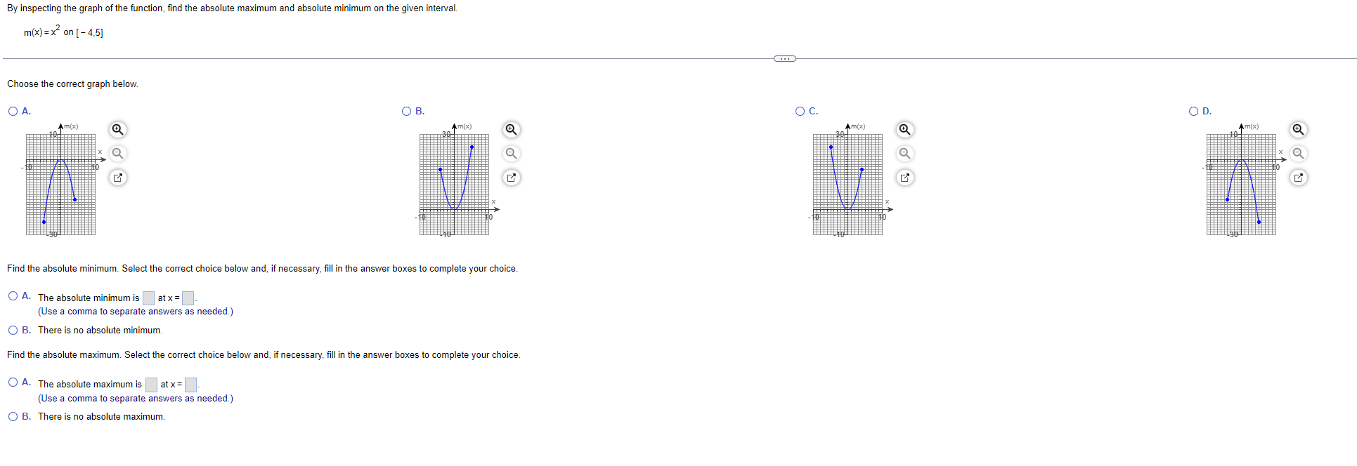 Solved By inspecting the graph of the function, find the | Chegg.com