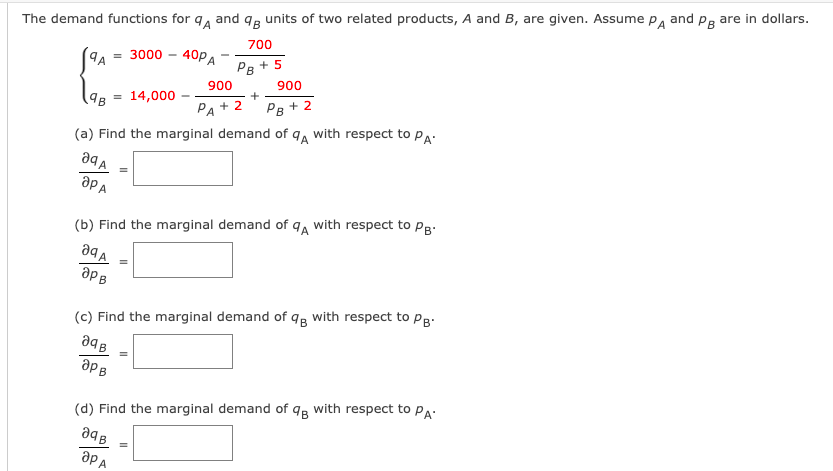 Solved e demand functions for qA and qB units of two related | Chegg.com