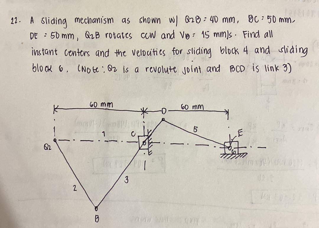 Solved 22. A Sliding mechanism as shown W) 220 : 40 mm, | Chegg.com
