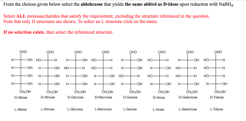 Solved From the choices given below select the aldohexose | Chegg.com