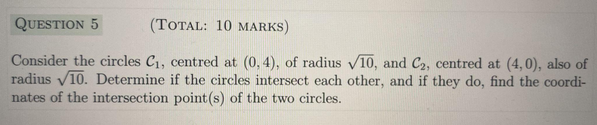 Solved Consider the circles C1, centred at (0,4), of radius | Chegg.com