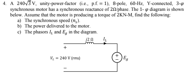 Solved 4. A 240/3V, unity-power-factor (i.e., p.f. = 1), | Chegg.com