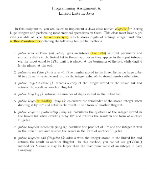 Solved Programming Assignment 6:Linked Lists in JavaIn this | Chegg.com Solved Programming Assignment 6:Linked Lists in JavaIn this | Chegg.com