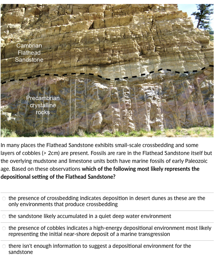 Solved n many places the Flathead Sandstone exhibits | Chegg.com