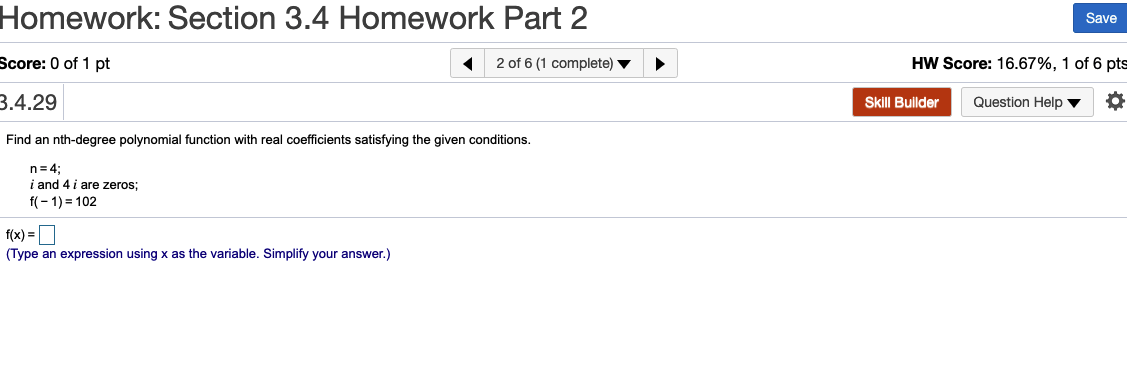 Solved Homework Section 3 4 Homework Part 2 Save Score 0