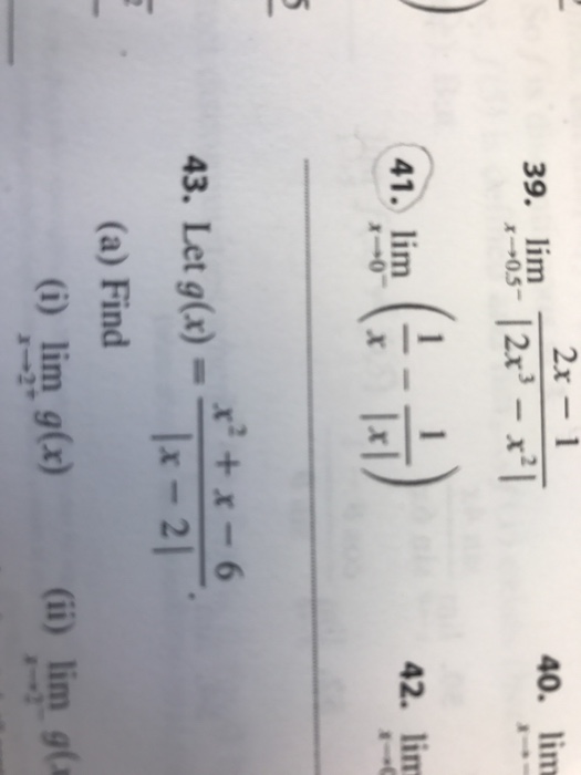 Solved Question 41. Find the limit, if it | Chegg.com