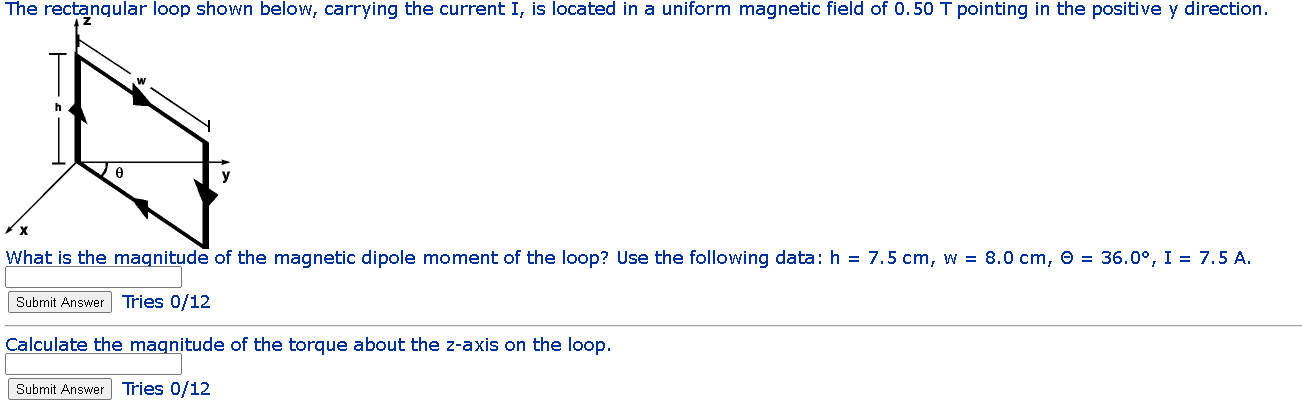 Solved The rectangular loop shown below, carrying the | Chegg.com