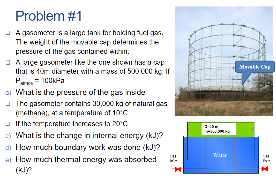 Solved A gasometer is a large tank for holding fuel gas. The | Chegg.com