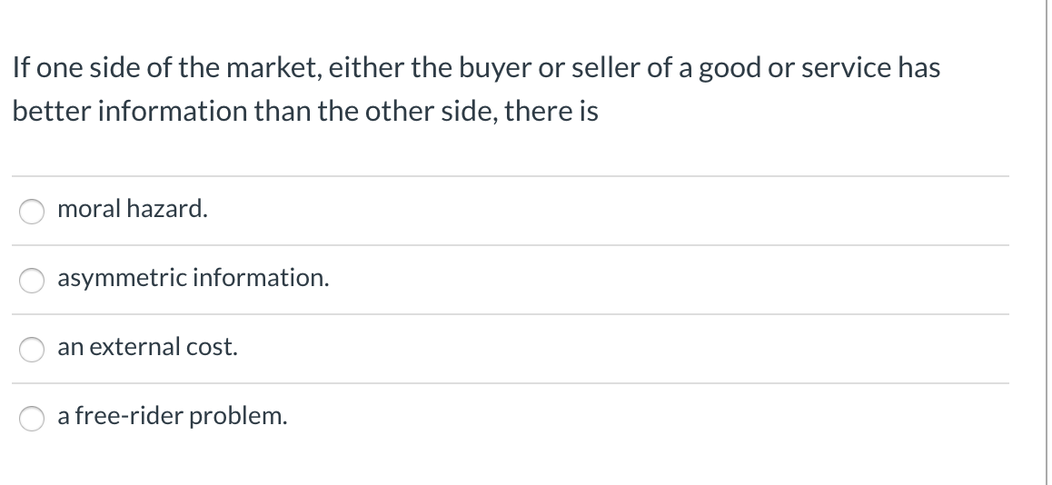 Solved If one side of the market, either the buyer or seller | Chegg.com