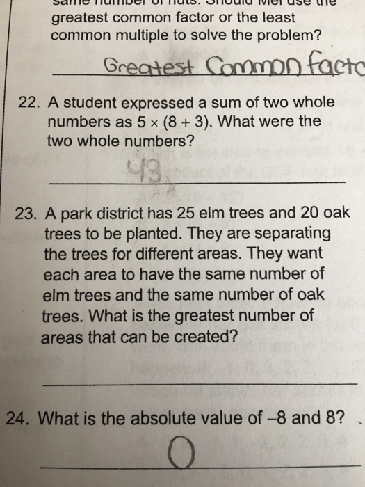 Solved greatest common factor or the least common multiple | Chegg.com
