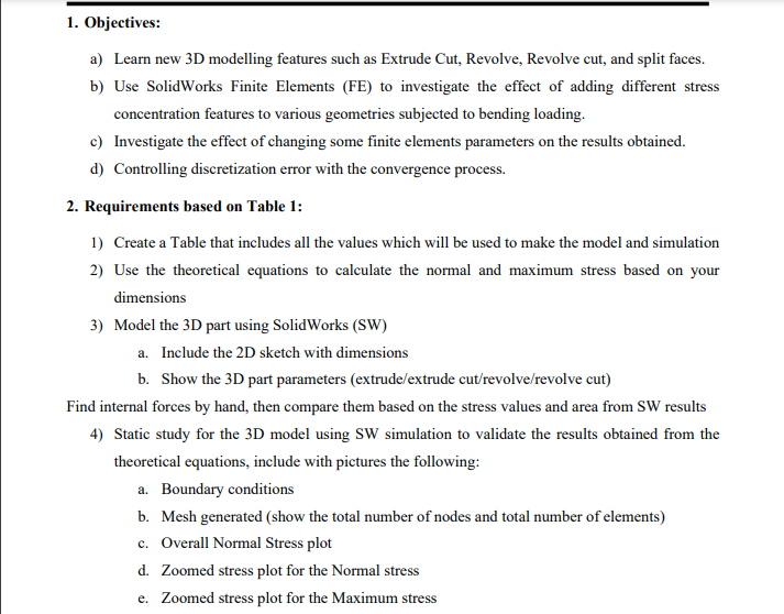 1. Objectives: a) Learn new 3D modelling features | Chegg.com