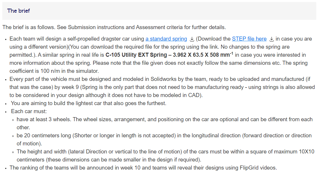 Solved Hi i need help in designing a spring powered car for | Chegg.com