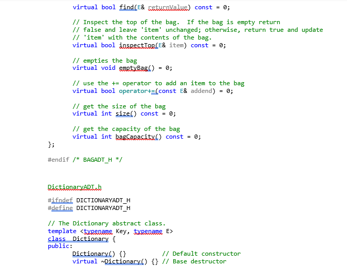 Solved a Use the bag ADT provided to create an array-based | Chegg.com