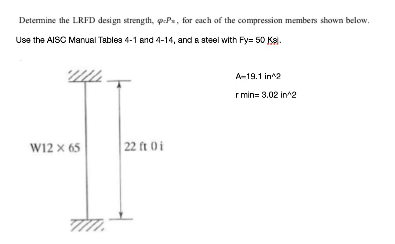 Solved Determine the LRFD design strength, φcPn, for each of | Chegg.com