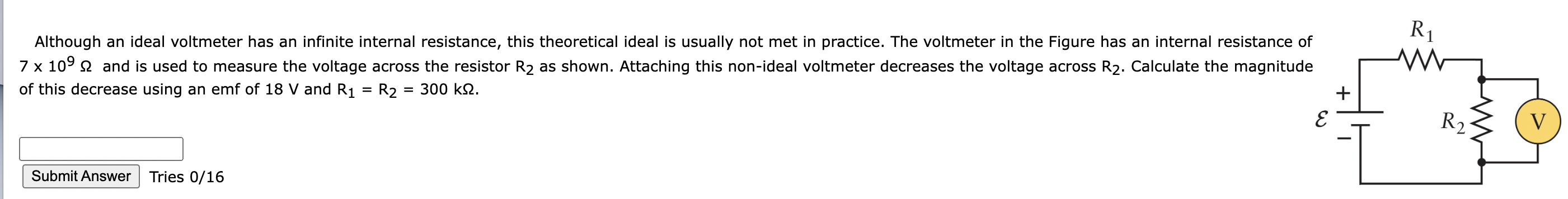 Solved Although an ideal voltmeter has an infinite internal | Chegg.com