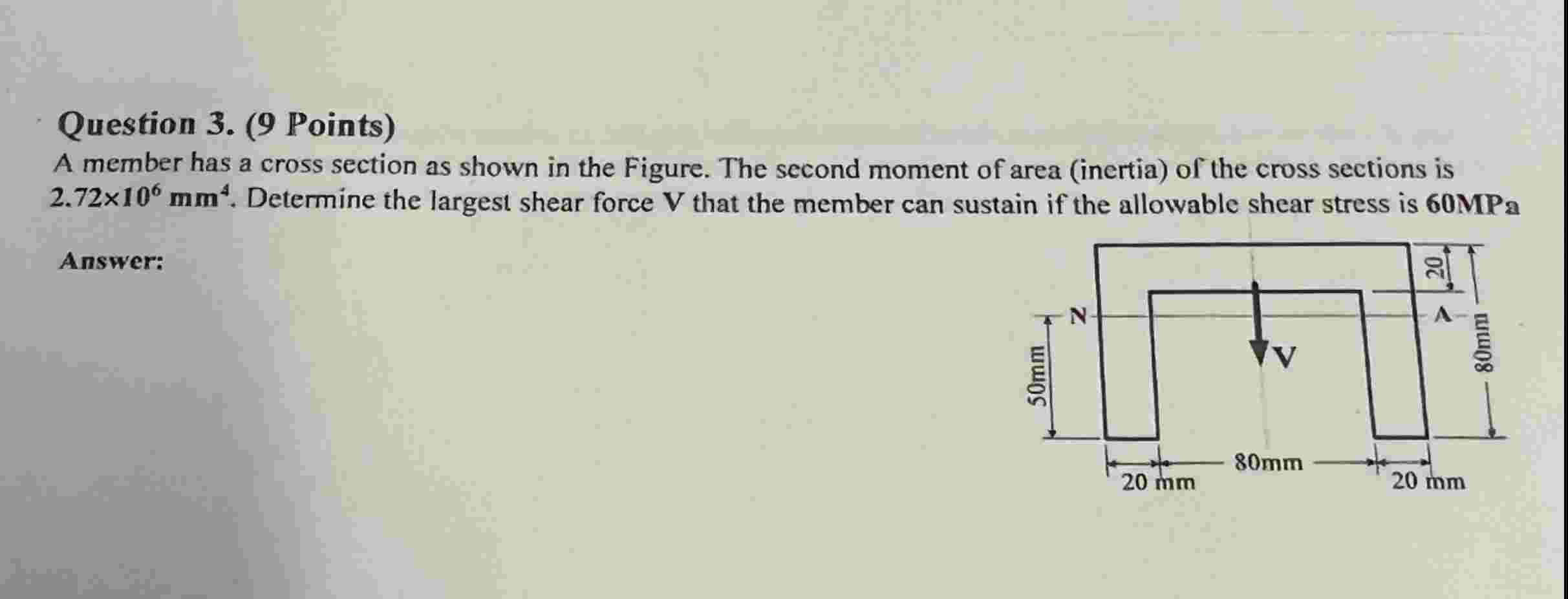 Solved Question 3. (9 ﻿Points)A member has a cross section | Chegg.com
