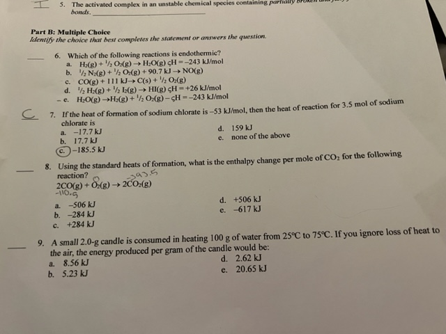 Solved 5. The activated complex in an unstable chemical | Chegg.com