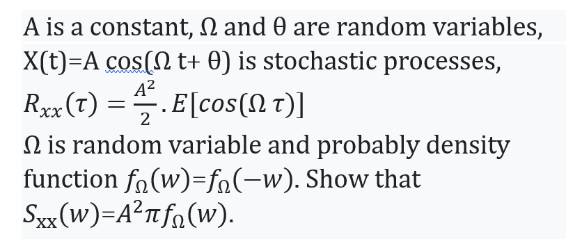 Solved A is a constant, 12 and 0 are random variables, | Chegg.com