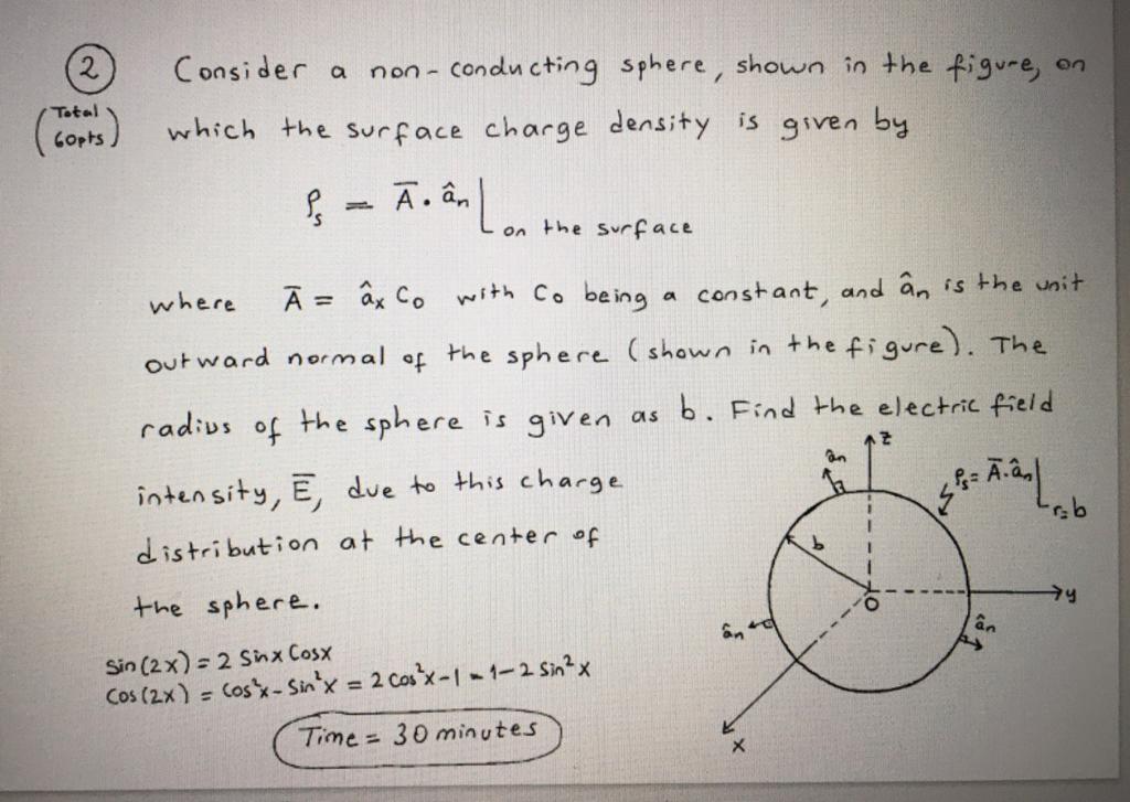 Solved 2 Consider a non-conducting sphere, shown in the | Chegg.com