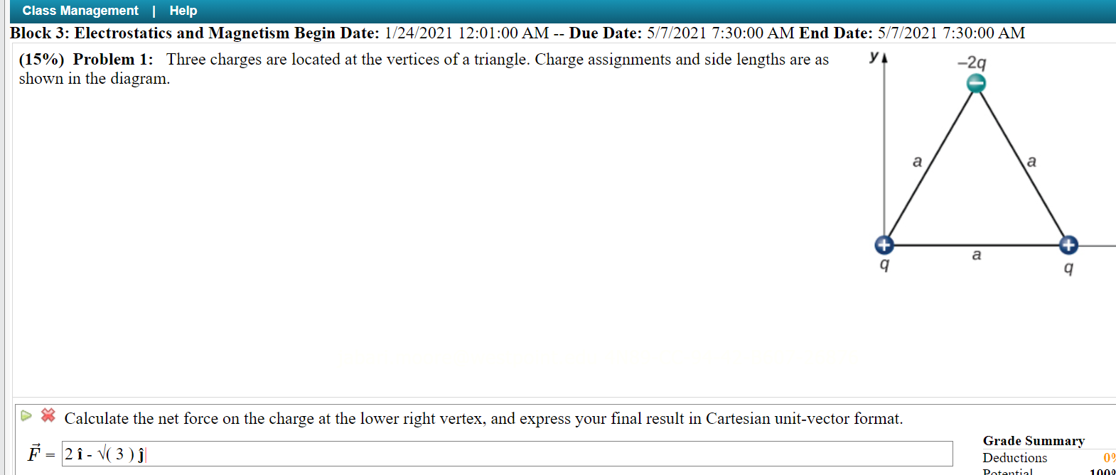 Solved Class Management | Help Block 3: Electrostatics and | Chegg.com