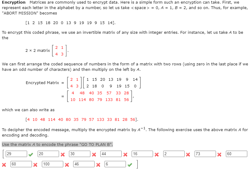 Solved Use the matrix A to encode the phrase "GO TO PLAN B". | Chegg.com