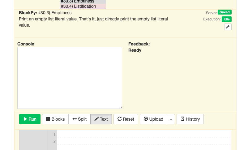 Solved 30.3) Emptiness #30.4) Listification BlockPy: #303) | Chegg.com