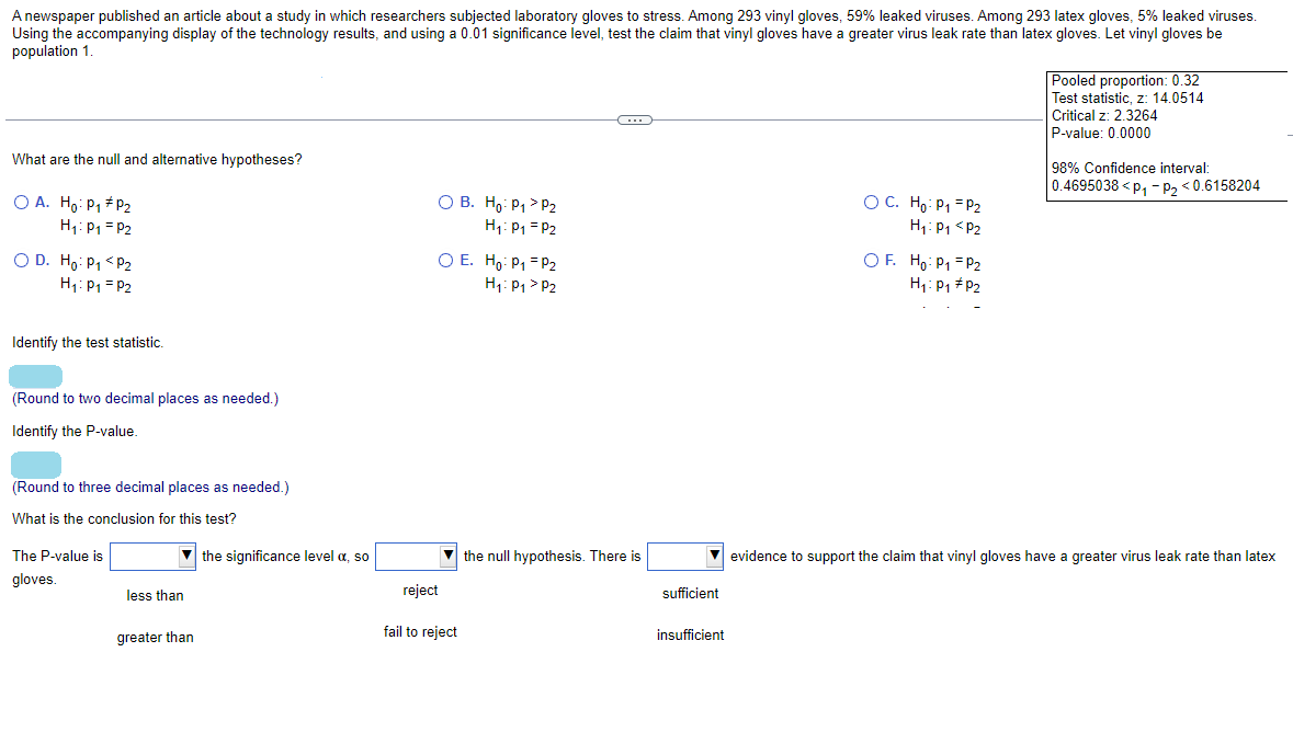 Solved Population 1 Pooled Proportion 032 Test 4407