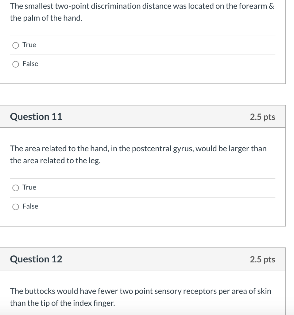 Solved The smallest two-point discrimination distance was | Chegg.com