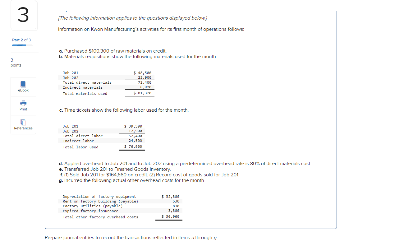 Solved 3 Part 2 of 3 3 points eBook Print ច References [The | Chegg.com