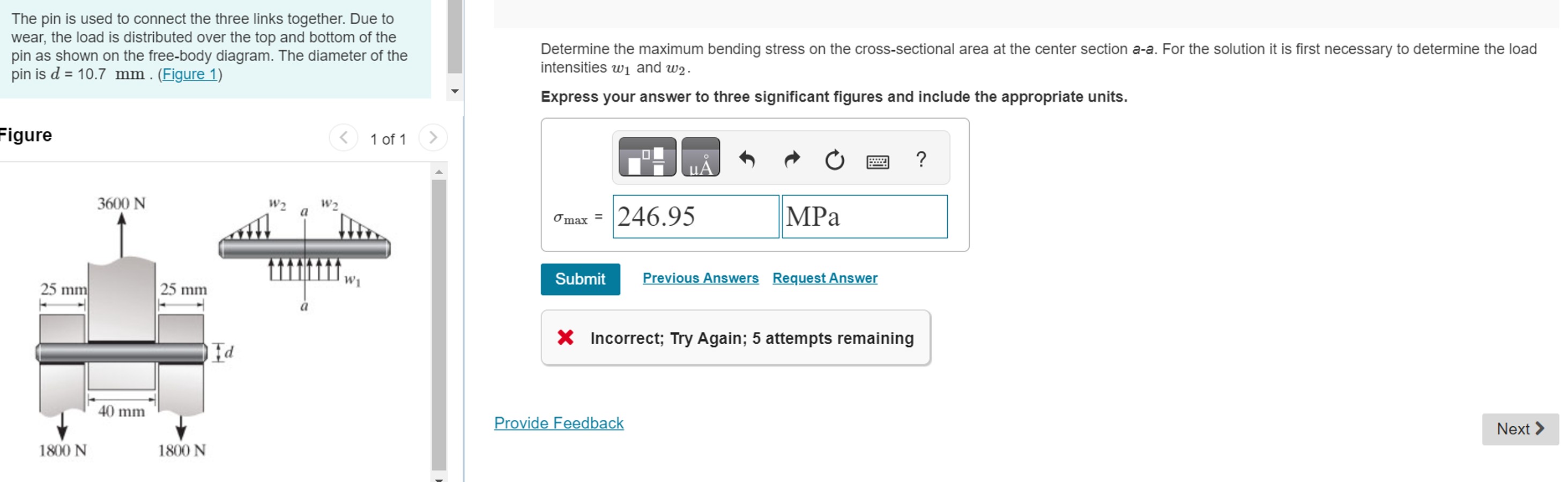 Solved The pin is used to connect the three links together. | Chegg.com
