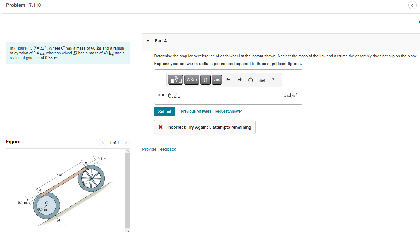 Solved In (Figure 1), θ=32∘. Wheel C has a mass of 60 kg and | Chegg.com