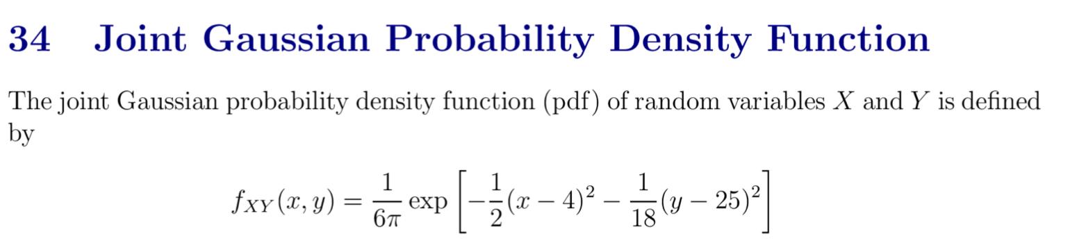 34 Joint Gaussian Probability Density Function The | Chegg.com