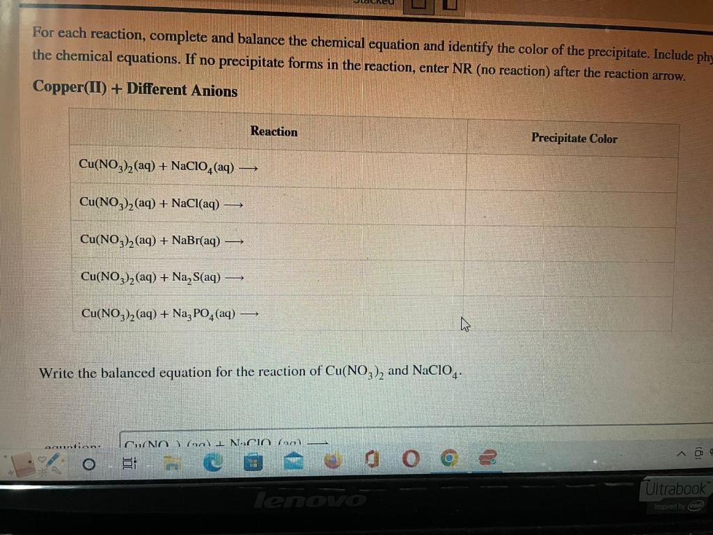 Solved For each reaction, complete and balance the chemical | Chegg.com