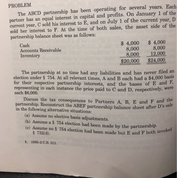 Solved The ABCD partnership has been operating for several | Chegg.com