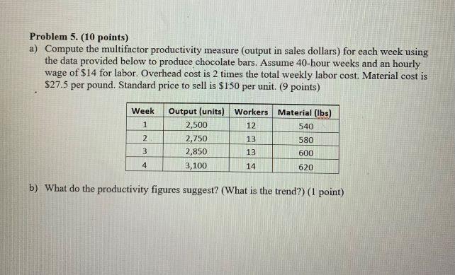 Solved Problem 5. (10 points) a) Compute the multifactor | Chegg.com