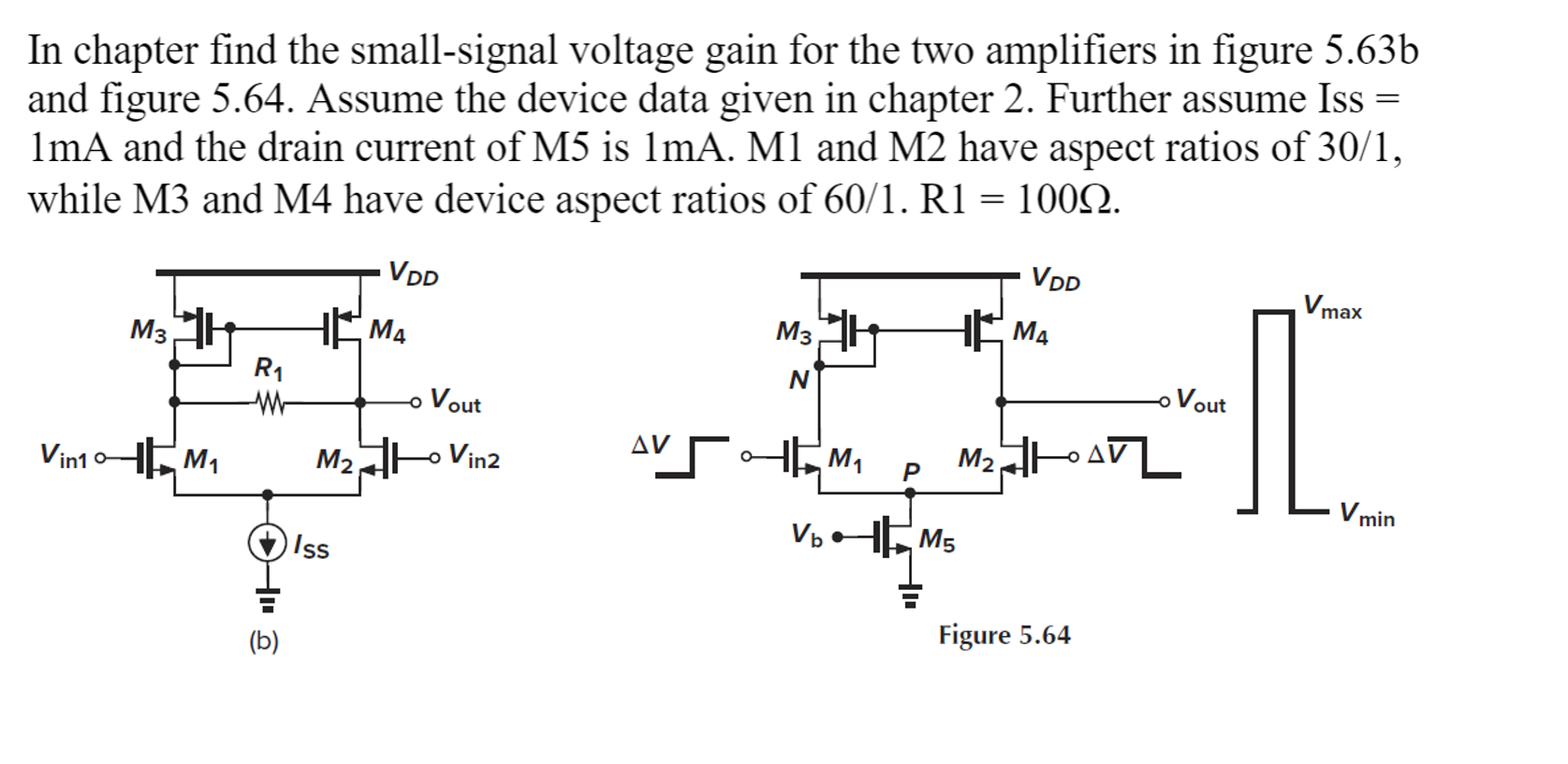 Solved In chapter find the small-signal voltage gain for the | Chegg.com