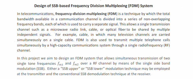 Design of SSB-based Frequency Division Multiplexing | Chegg.com